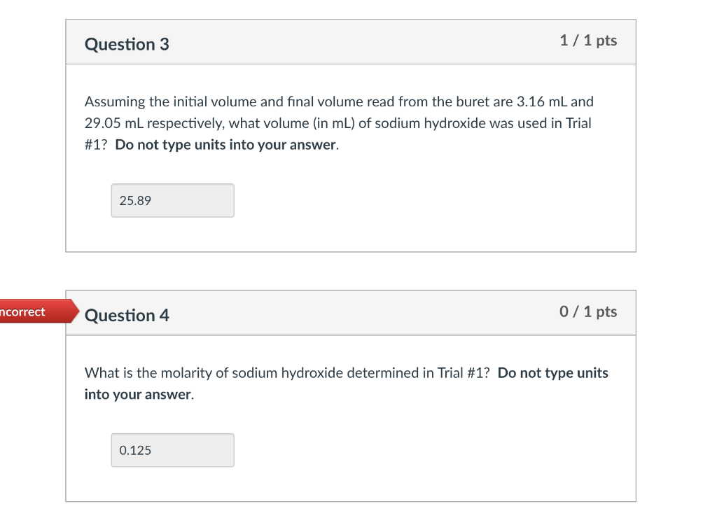 Solved Questions 1 - 4 are based on Trial #1. Below is an | Chegg.com