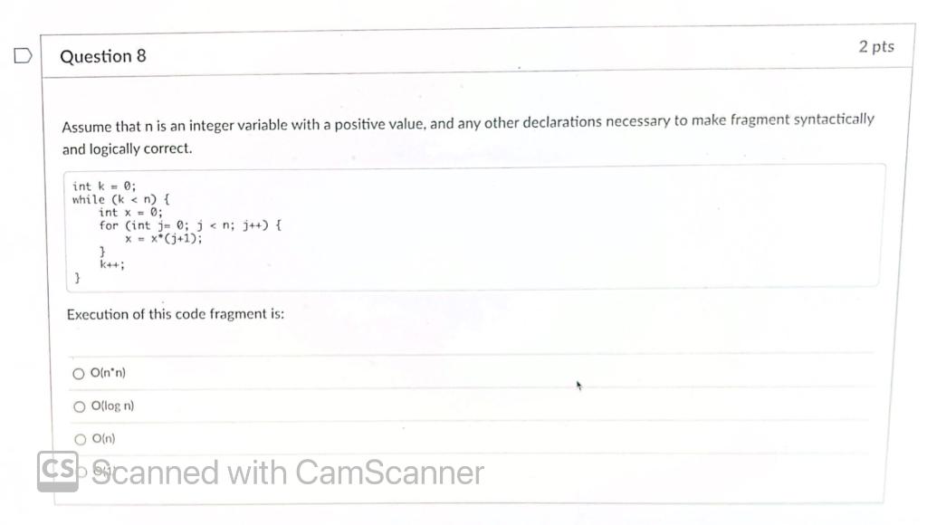 Solved Assume There Are N Elements In List Execution Of The 3911