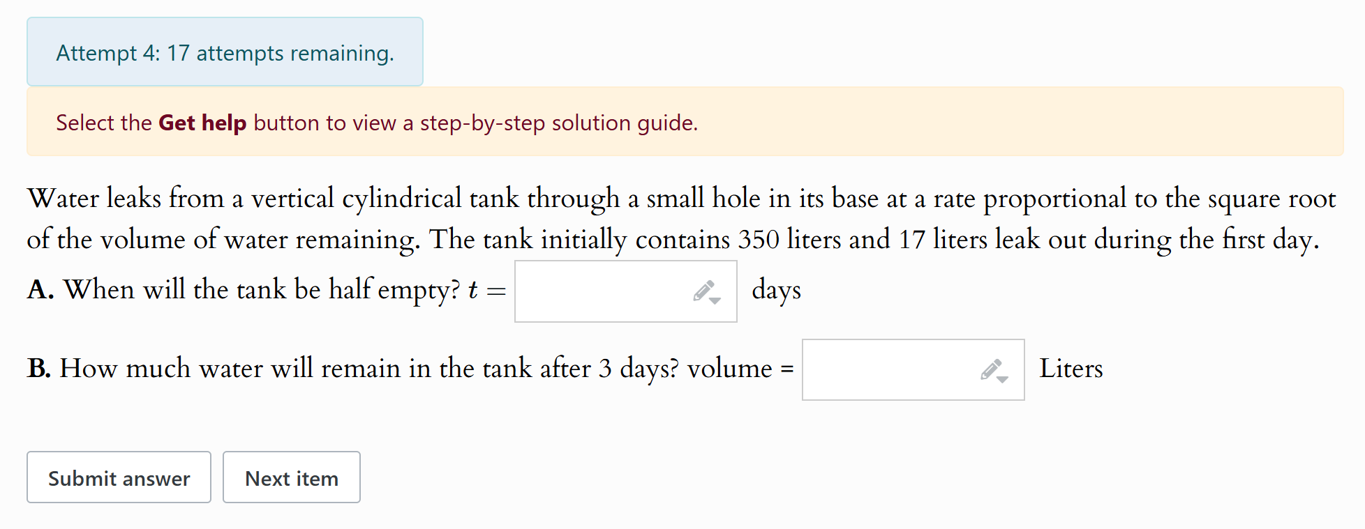 Solved Attempt 4: 17 ﻿attempts remaining.Select the Get help | Chegg.com