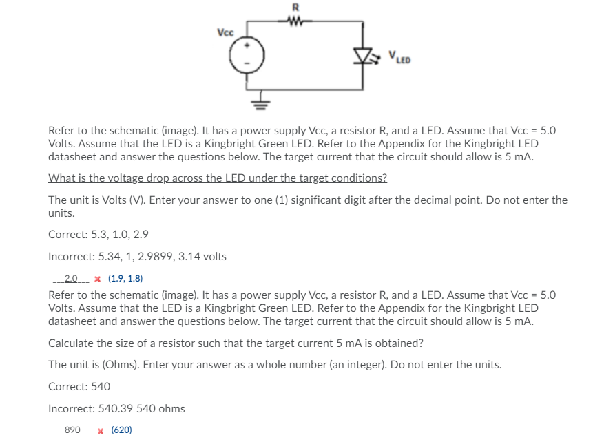 Solved R W Vcc VLED Refer to the schematic (image). It has a | Chegg.com
