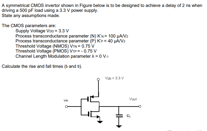 Solved A symmetrical CMOS invertor shown in Figure below is | Chegg.com