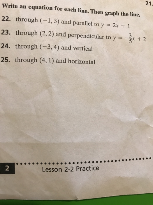 Solved 21 Write an equation for each line. Then graph the | Chegg.com