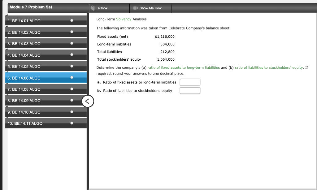 Solved Module 7 Problem Set eBook Show Me How 1. | Chegg.com