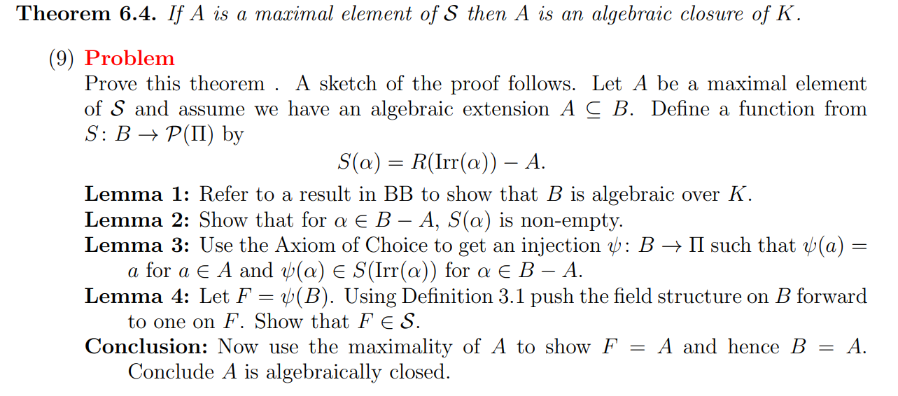 Solved Theorem 6.4. If A is a maximal element of S then A is | Chegg.com