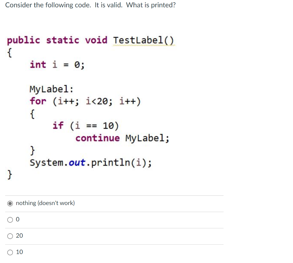 Solved Consider the following code. It is valid. What is | Chegg.com