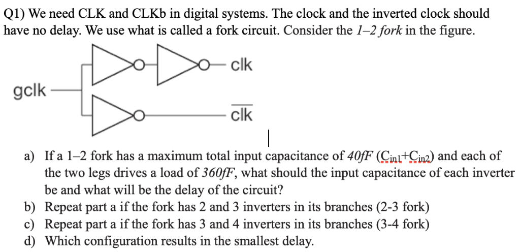 Q1) We need CLK and CLKb in digital systems. The | Chegg.com