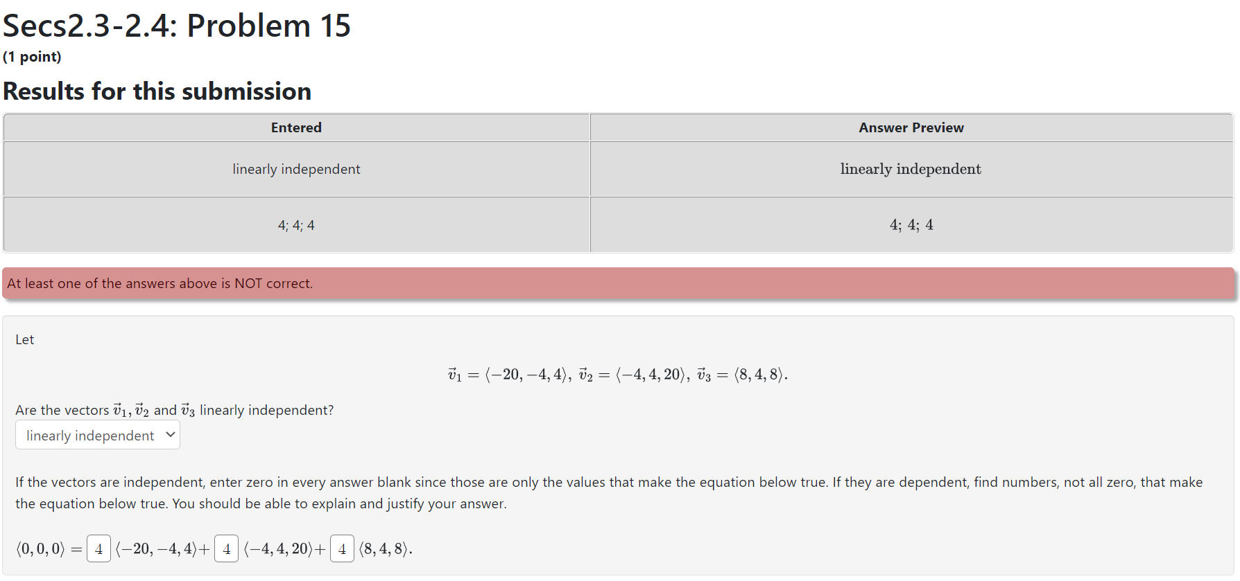 Solved Secs2.3-2.4: Problem 15(1 ﻿point)Results for this | Chegg.com