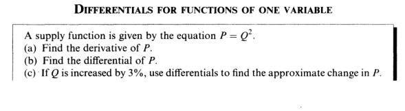 Solved DIFFERENTIALS FOR FUNCTIONS OF ONE VARIABLE A supply | Chegg.com