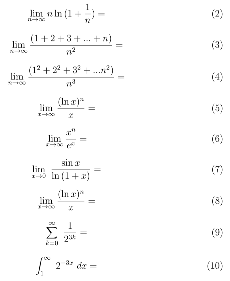 Solved 1 lim n ln (1 + noo n 5) = (2) (1+2+3+ ... + n) lim | Chegg.com