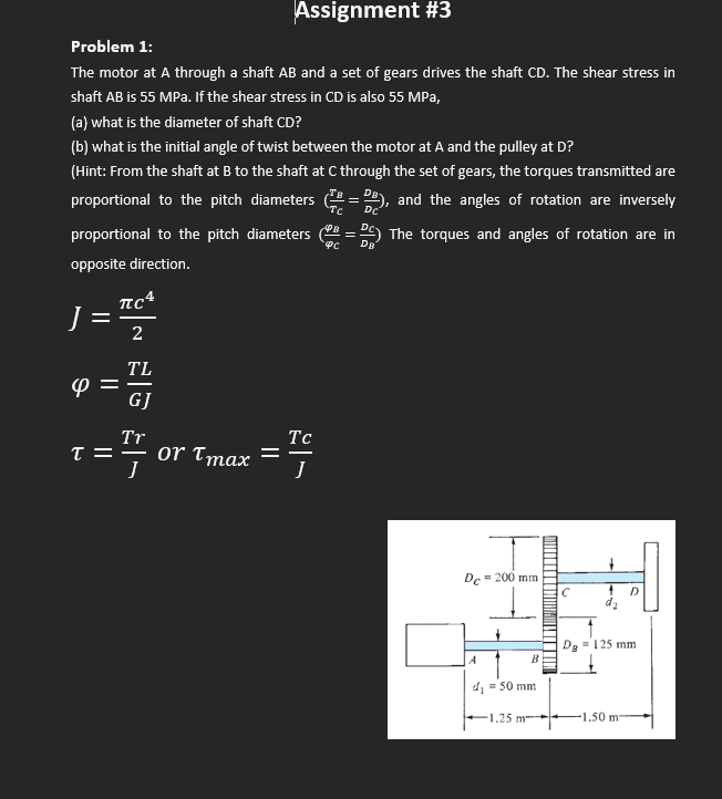 Solved Assignment #3Problem 1:The motor at A through a | Chegg.com Solved Assignment #3Problem 1:The motor at A through a | Chegg.com