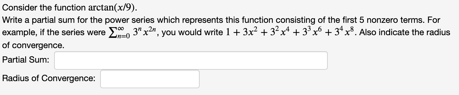 Solved Consider the function arctan(x/9). Write a partial | Chegg.com
