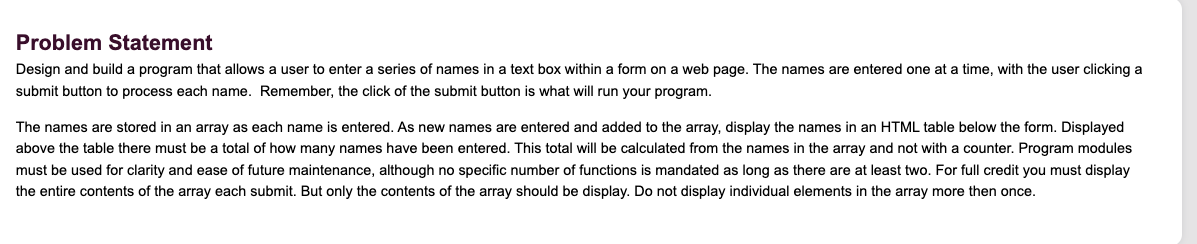 Solved Problem Statement Design And Build A Program That 