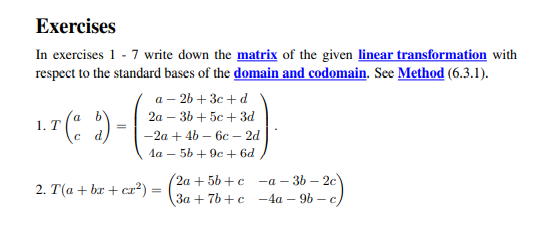 Solved Exercises In exercises 1 - 7 write down the matrix of | Chegg.com