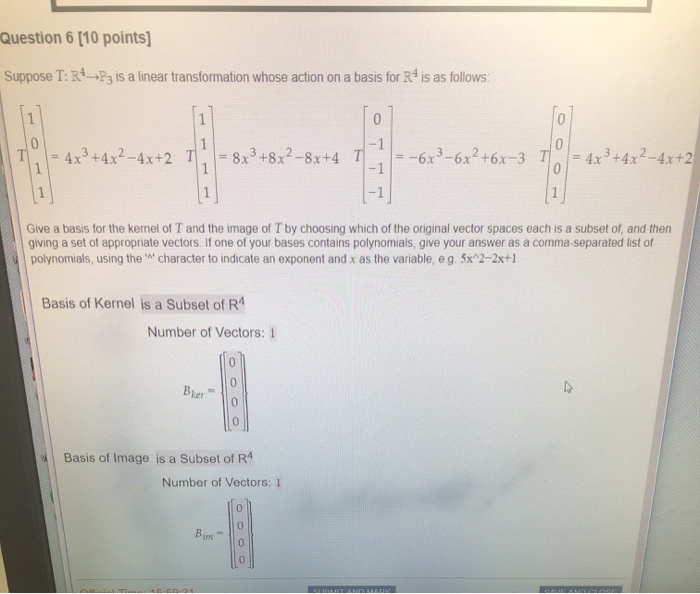 Solved Question 6 [10 points] Suppose T: R P3 is a linear | Chegg.com