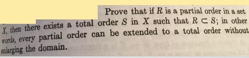 Solved Prove that if R is a partial order in a set X, then | Chegg.com