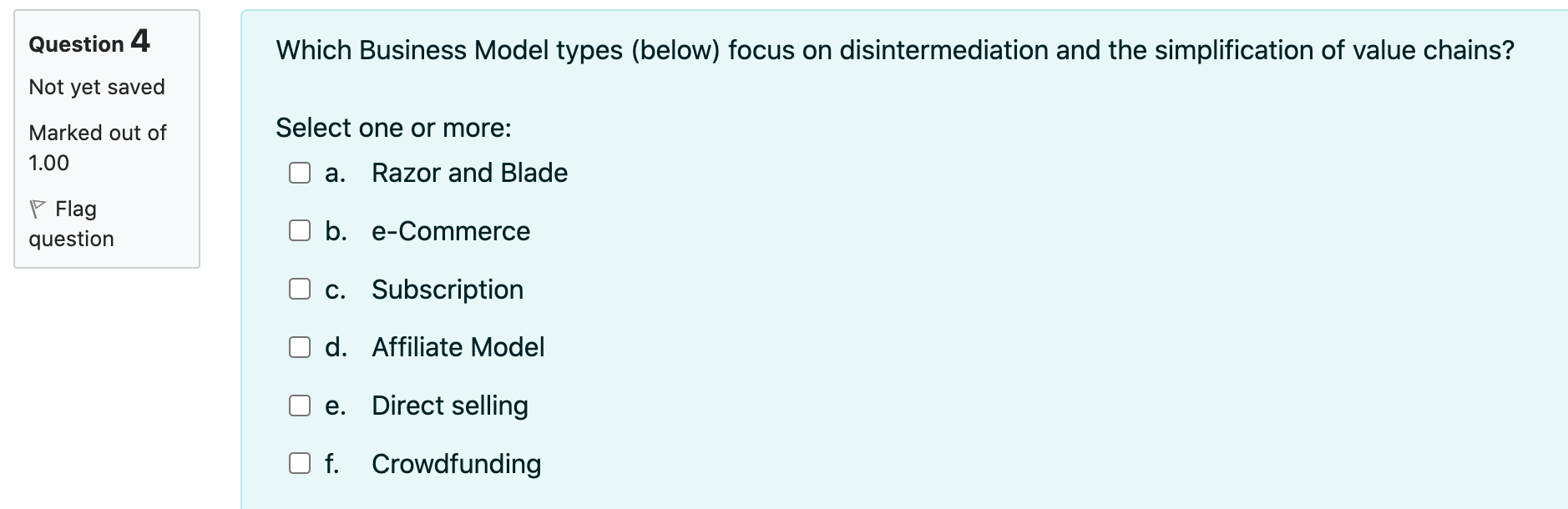 Solved Which Business Model types (below) focus on | Chegg.com
