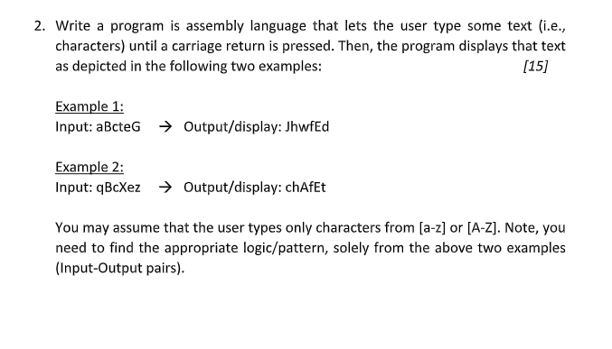 2. Write a program is assembly language that lets the | Chegg.com