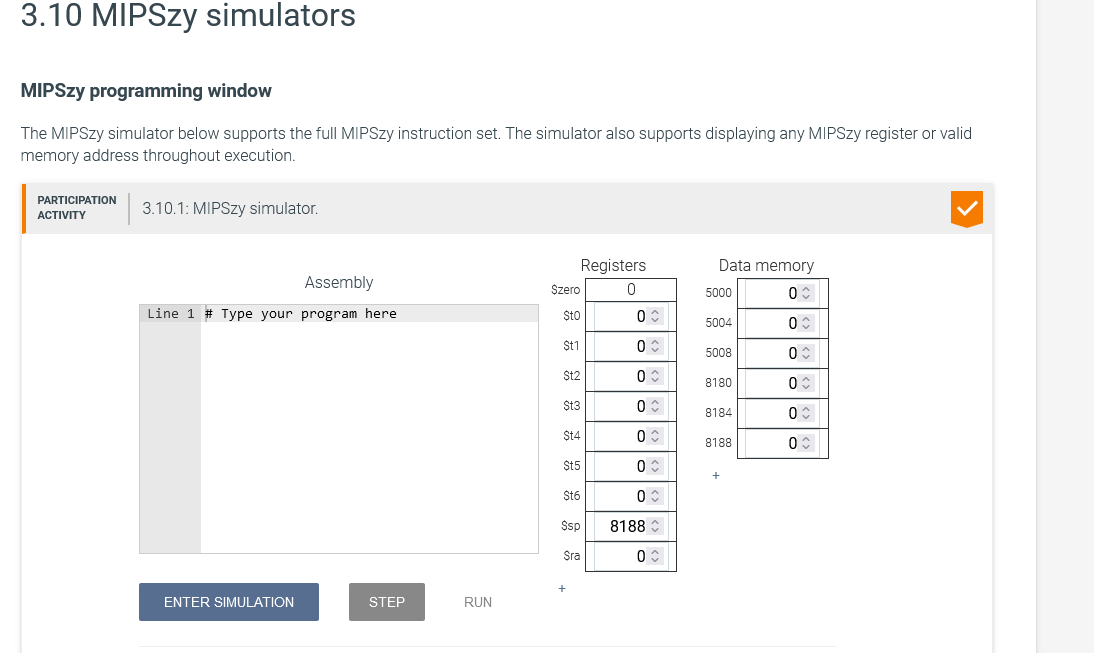 Solved Problem: Using an assembly simulator from Section | Chegg.com