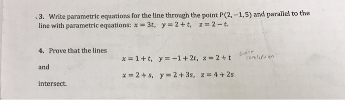 Solved Write parametric equations for the line through the | Chegg.com