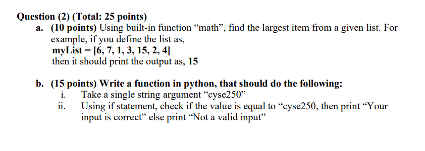 Solved Question (2) (Total: 25 points) a. (10 points) Using | Chegg.com