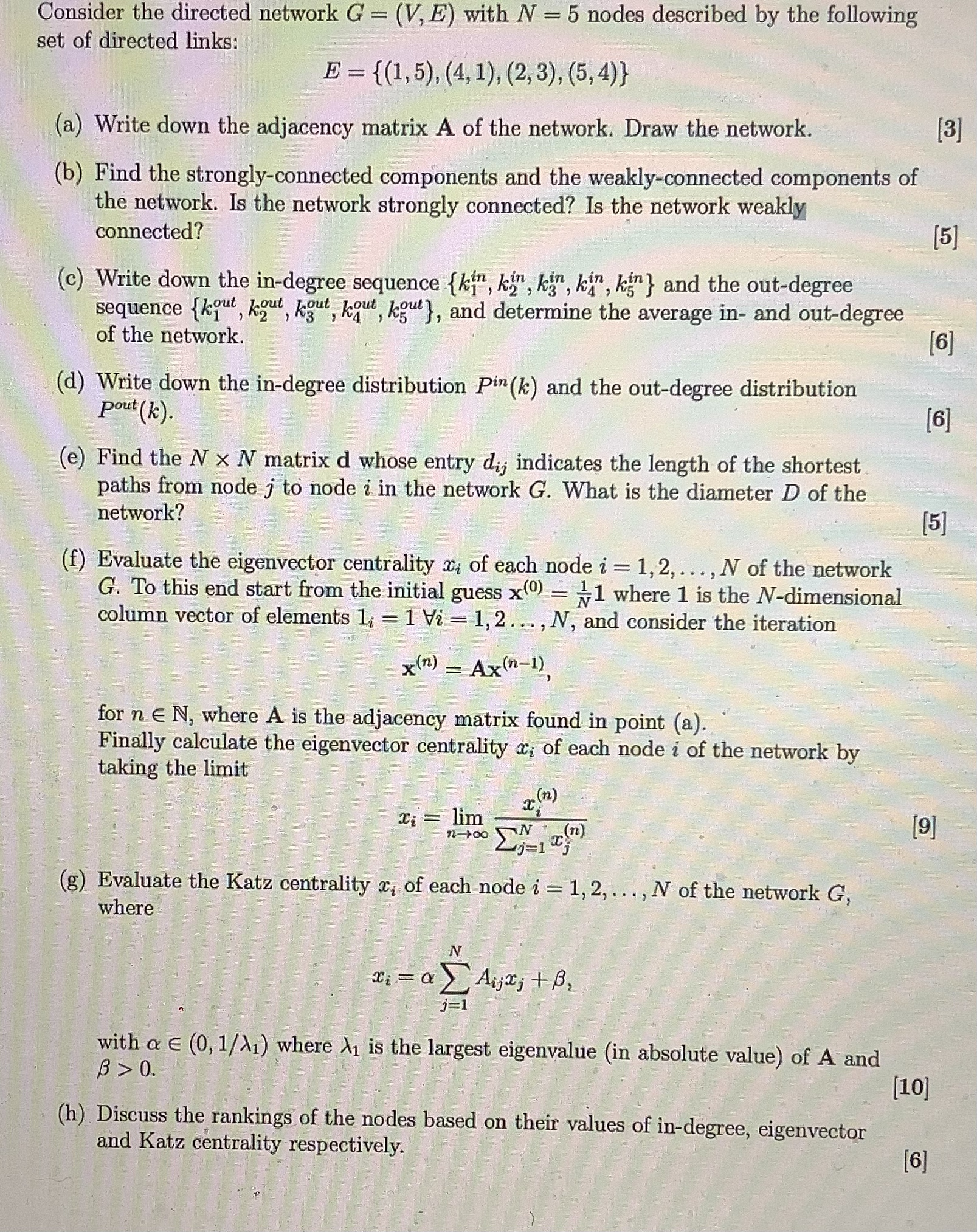 Consider the directed network \\( G=(V, E) \\) with | Chegg.com