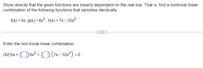 Solved Show directly that the given functions are linearly | Chegg.com