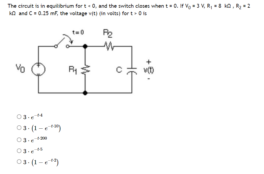Solved The circuit is in equilibrium for t