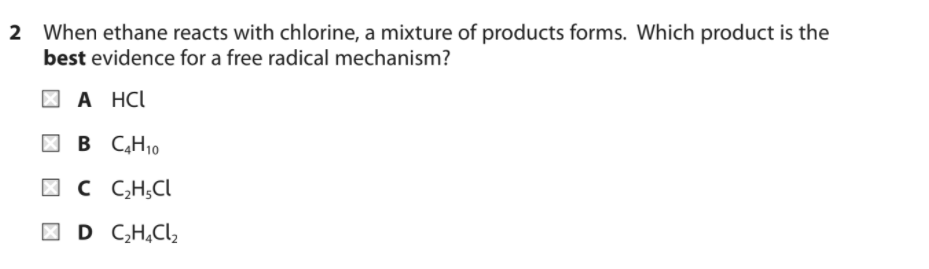 Solved 2 When ethane reacts with chlorine, a mixture of | Chegg.com