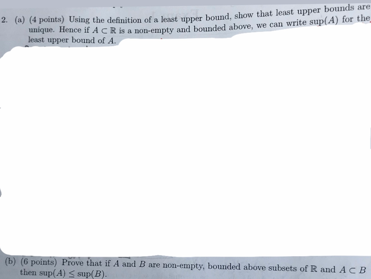Solved 2. (a) (4 points) Using the definition of a least | Chegg.com