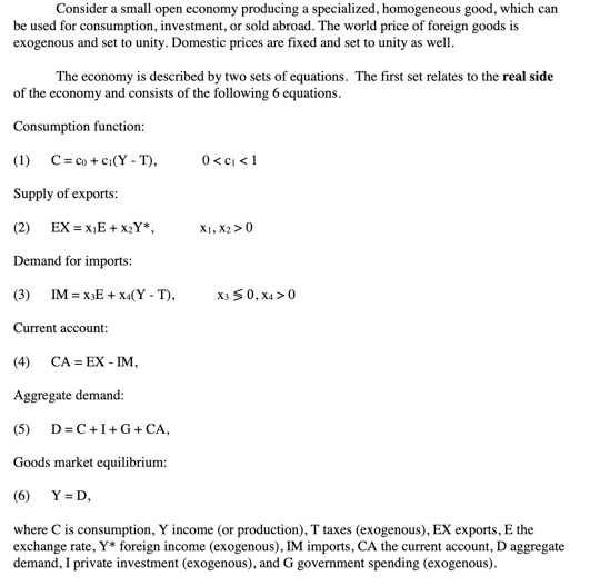 Solved Consider a small open economy producing a | Chegg.com
