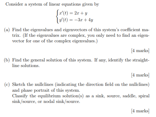Solved Consider a system of linear equations given by |z | Chegg.com