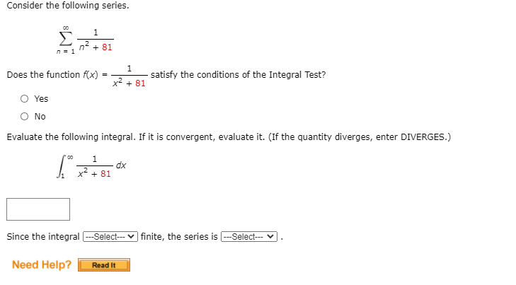 Solved Consider the following series. 1 n2 + 81 1 Does the | Chegg.com
