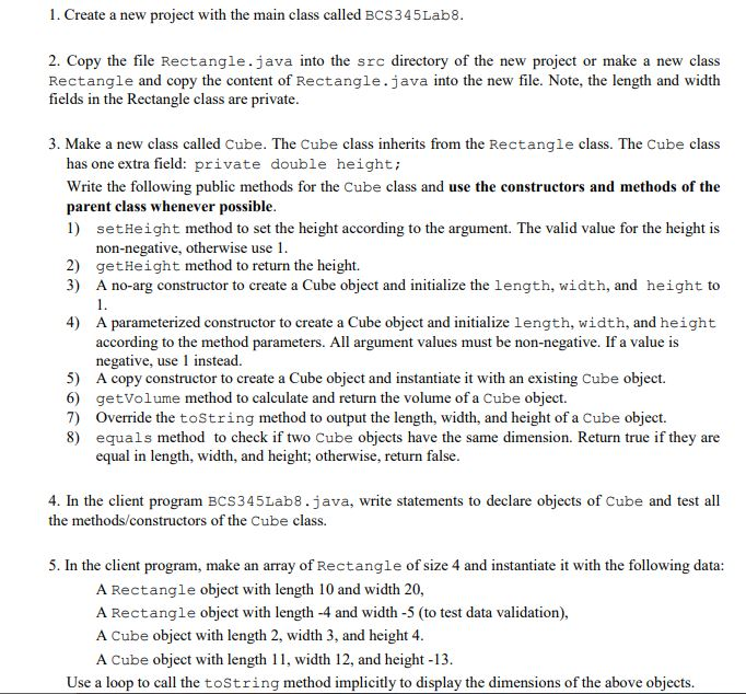 I provided the java code for the rectangle class. | Chegg.com