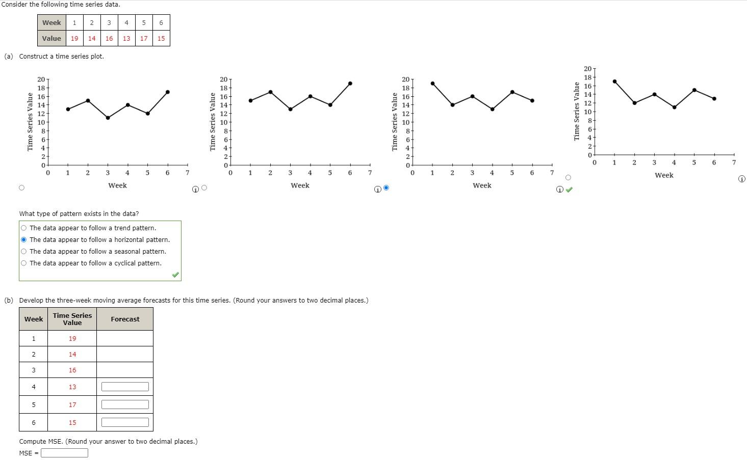 Solved Consider the following time series data. Week 1 2. 3 | Chegg.com