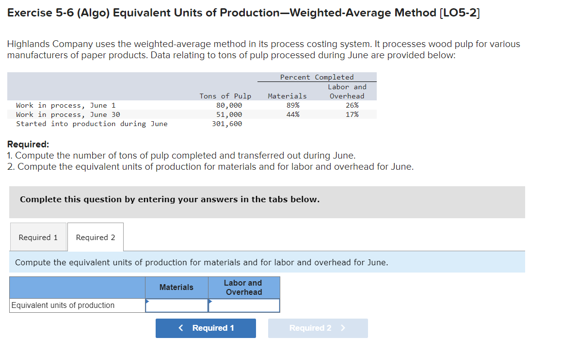 Solved Exercise 5-2 (Algo) Equivalent Units of | Chegg.com