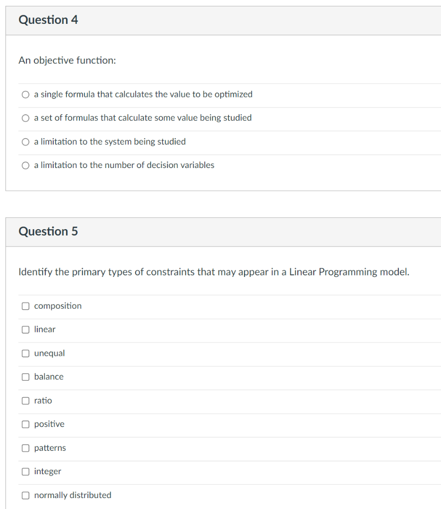 Solved An objective function: a single formula that | Chegg.com