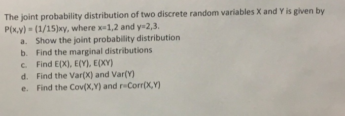 Solved The joint probability distribution of two discreter | Chegg.com