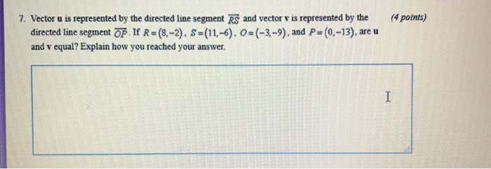 Solved 7. Vector u is represented by the directed line | Chegg.com