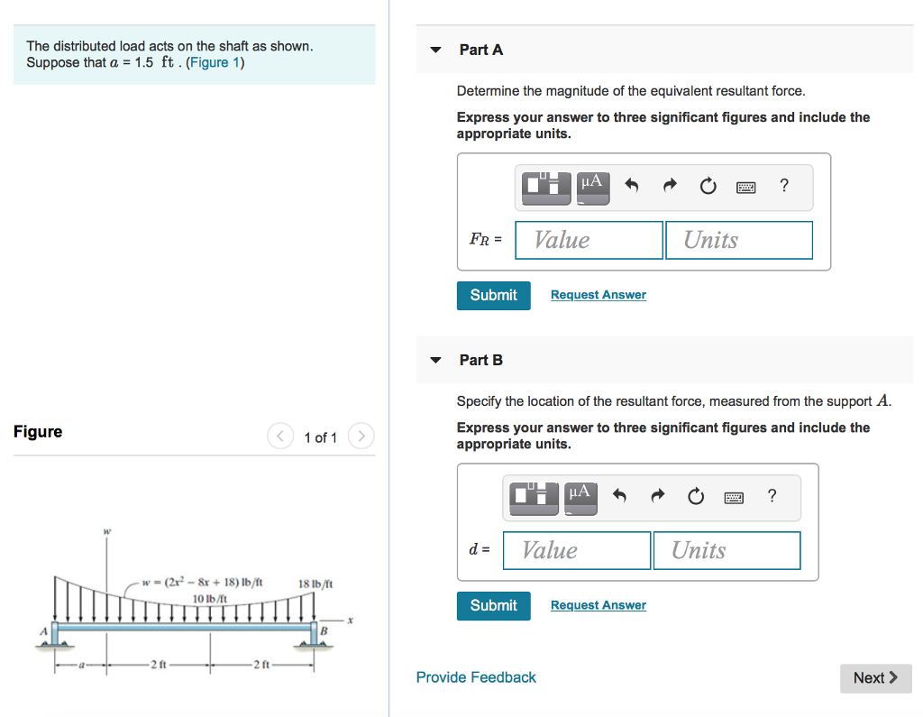 Solved The distributed load acts on the shaft as shown | Chegg.com
