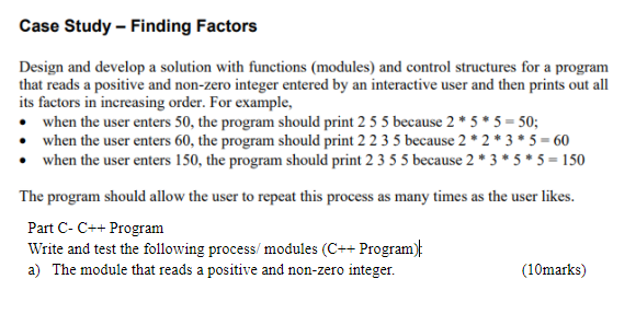 Solved Case Study - Finding Factors Design and develop a | Chegg.com