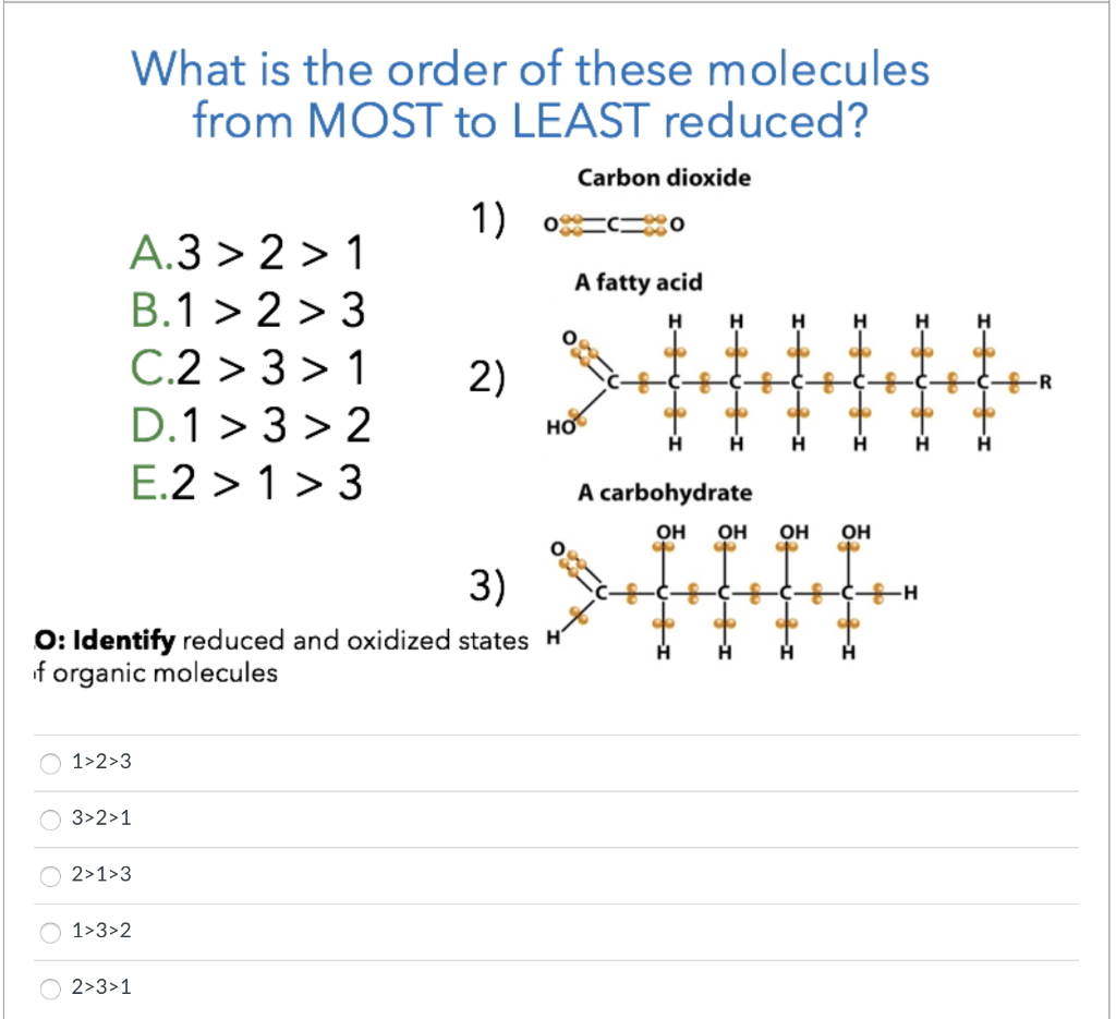 Solved What is the order of these molecules from MOST to | Chegg.com