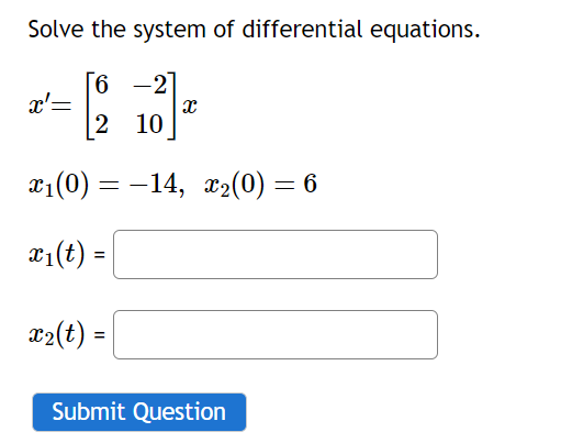 Solved Solve the system of differential equations. | Chegg.com