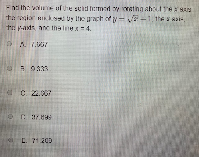Solved Find the volume of the solid formed by rotating about | Chegg.com