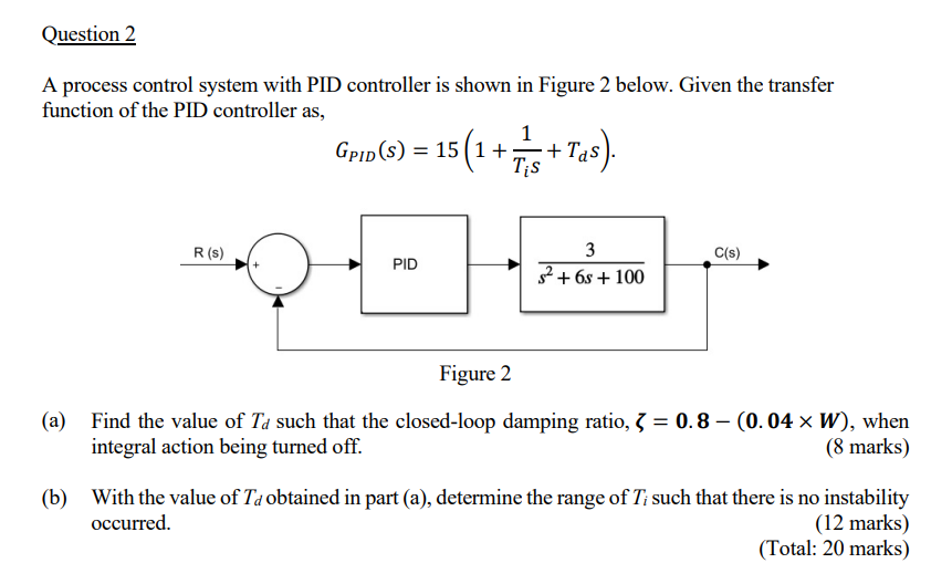 Solved A process control system with PID controller is shown | Chegg.com