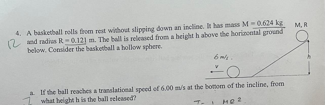 Solved b) What is the rotational speed of the ball at the | Chegg.com
