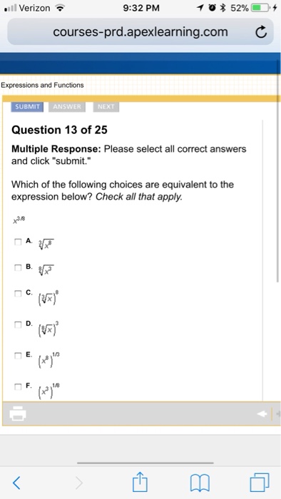 Solved .11 Verizon 9:32 PM courses-prd.apexlearning.com C | Chegg.com