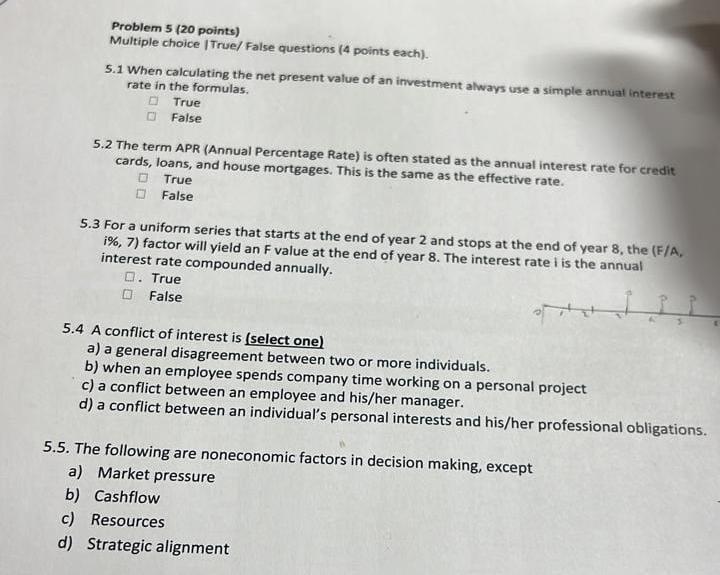 Solved Problem 5 (20 points) Multiple choice ITrue/ False | Chegg.com