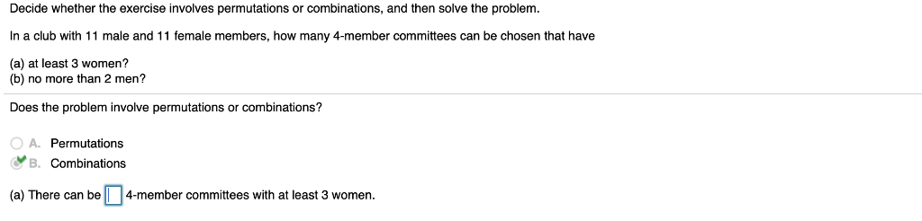 Solved Decide whether the exercise involves permutations or | Chegg.com