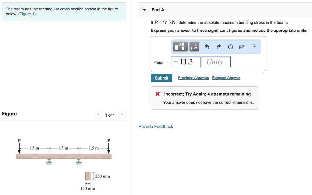 Solved The beam has the rectangular cross section shown in | Chegg.com