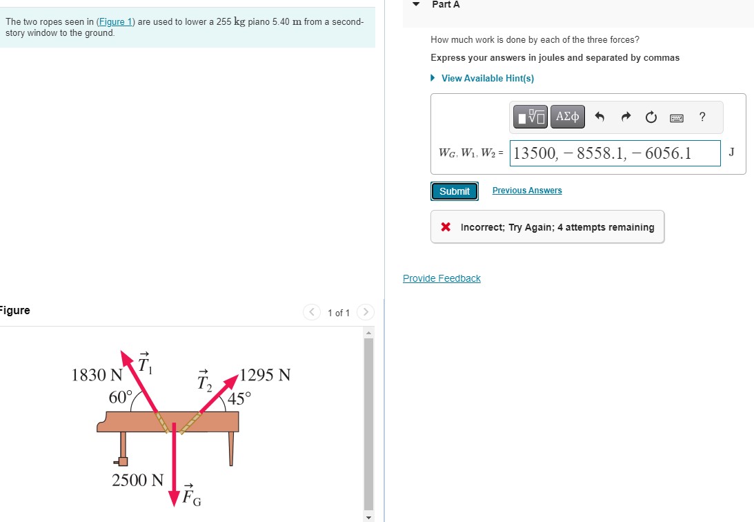 Solved The two ropes seen in are used to lower a 255 kg | Chegg.com